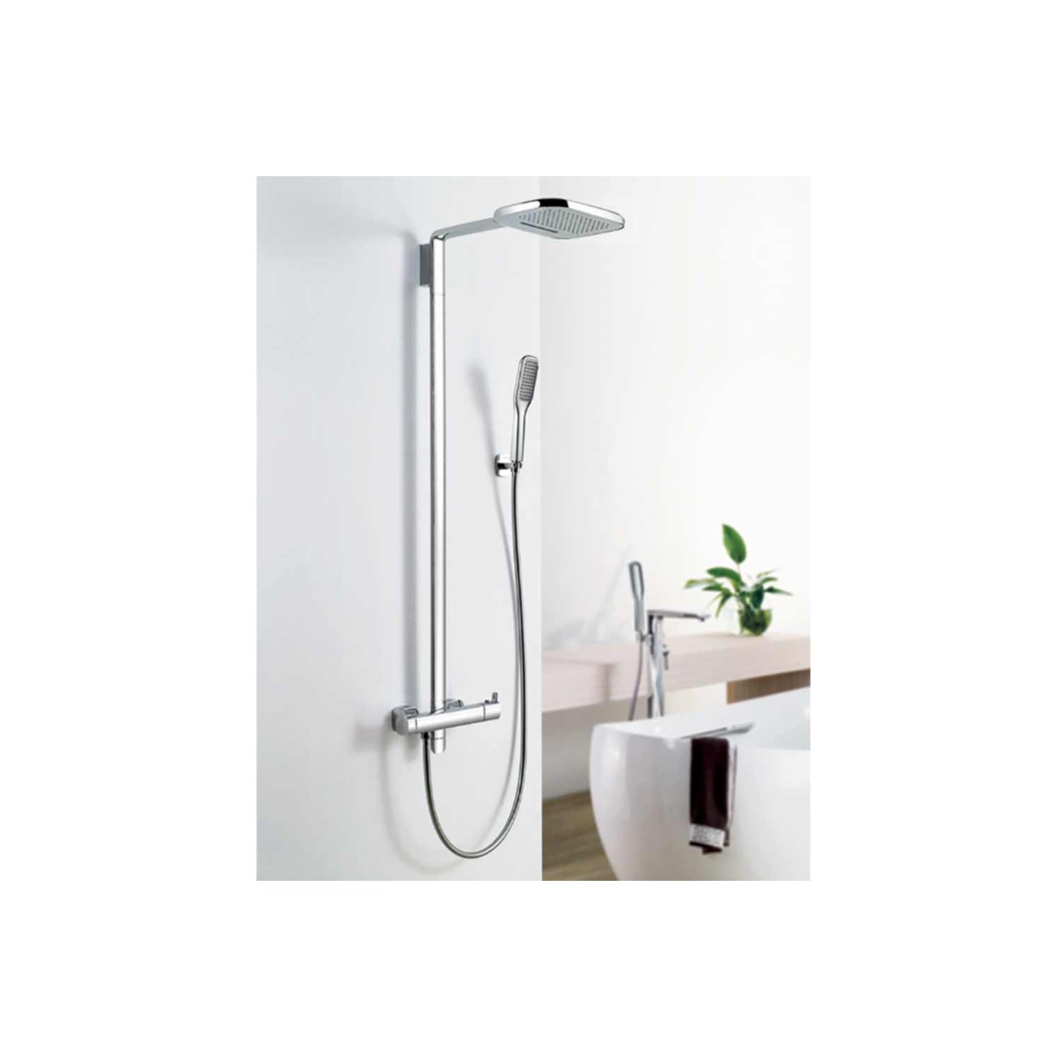 Flova Urban Thermostatic Shower Column with Handset & Dual Function ...