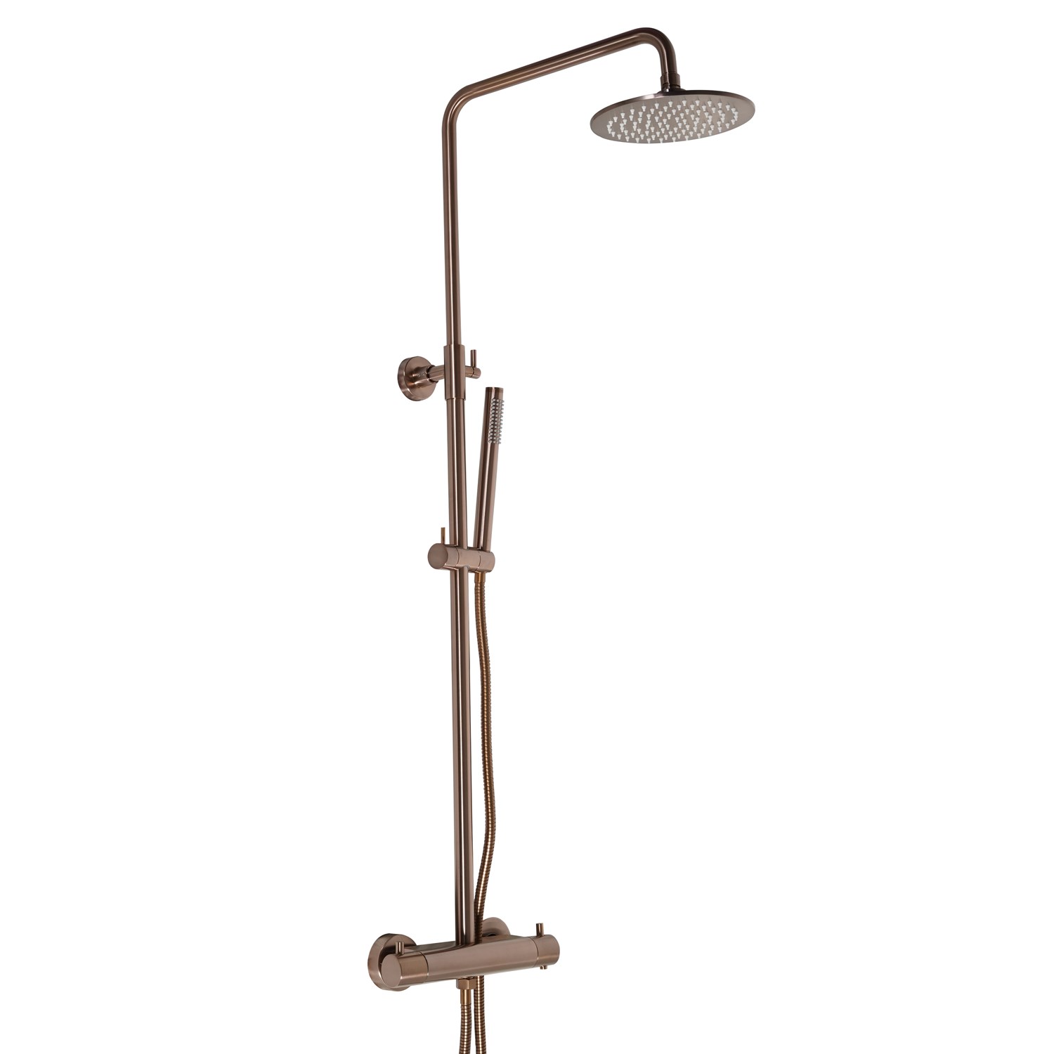 VOS 2 Outlet Thermostatic Exposed Rigid Riser Shower Kit - Brushed ...
