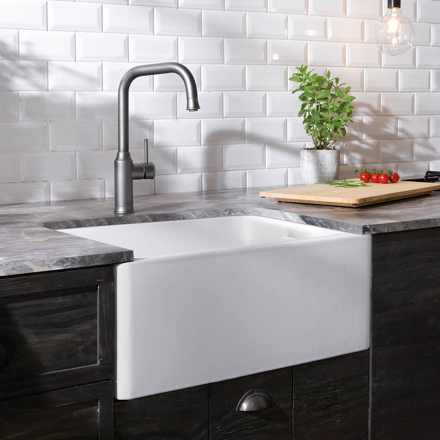 Blanco Belfast Crystal Gloss White Ceramic Kitchen Sink & Waste - 595 x ...