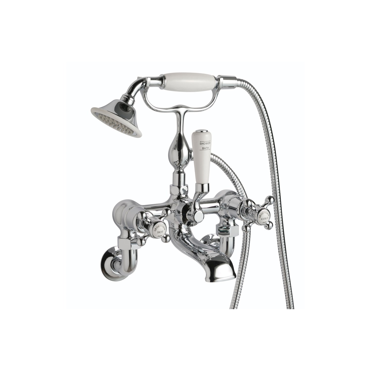 Butler & Rose Caledonia Crosshead Wall Mounted Bath Shower Mixer with ...