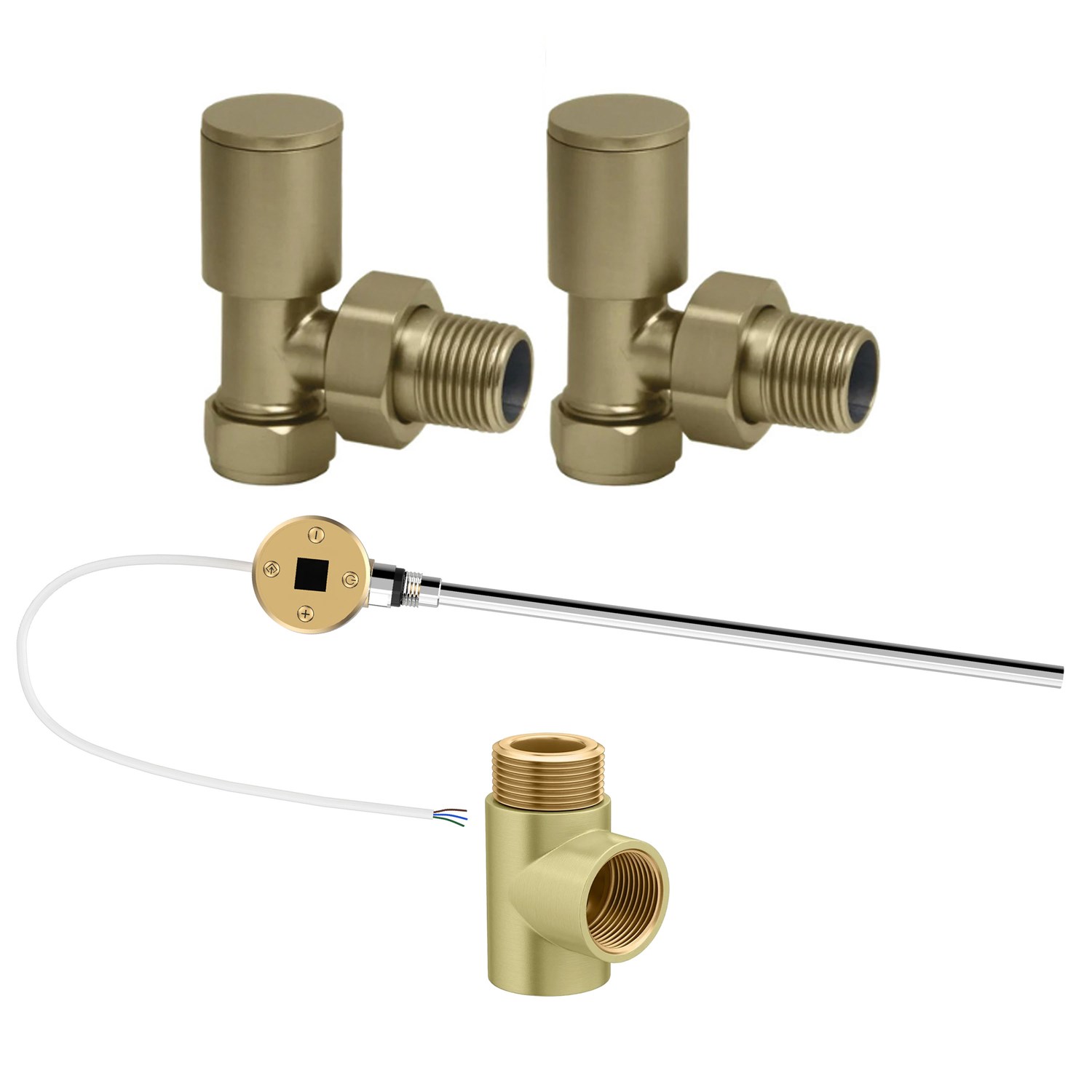 Toasty Brushed Brass Dual Fuel Kit With Digital Element, Valves And T ...