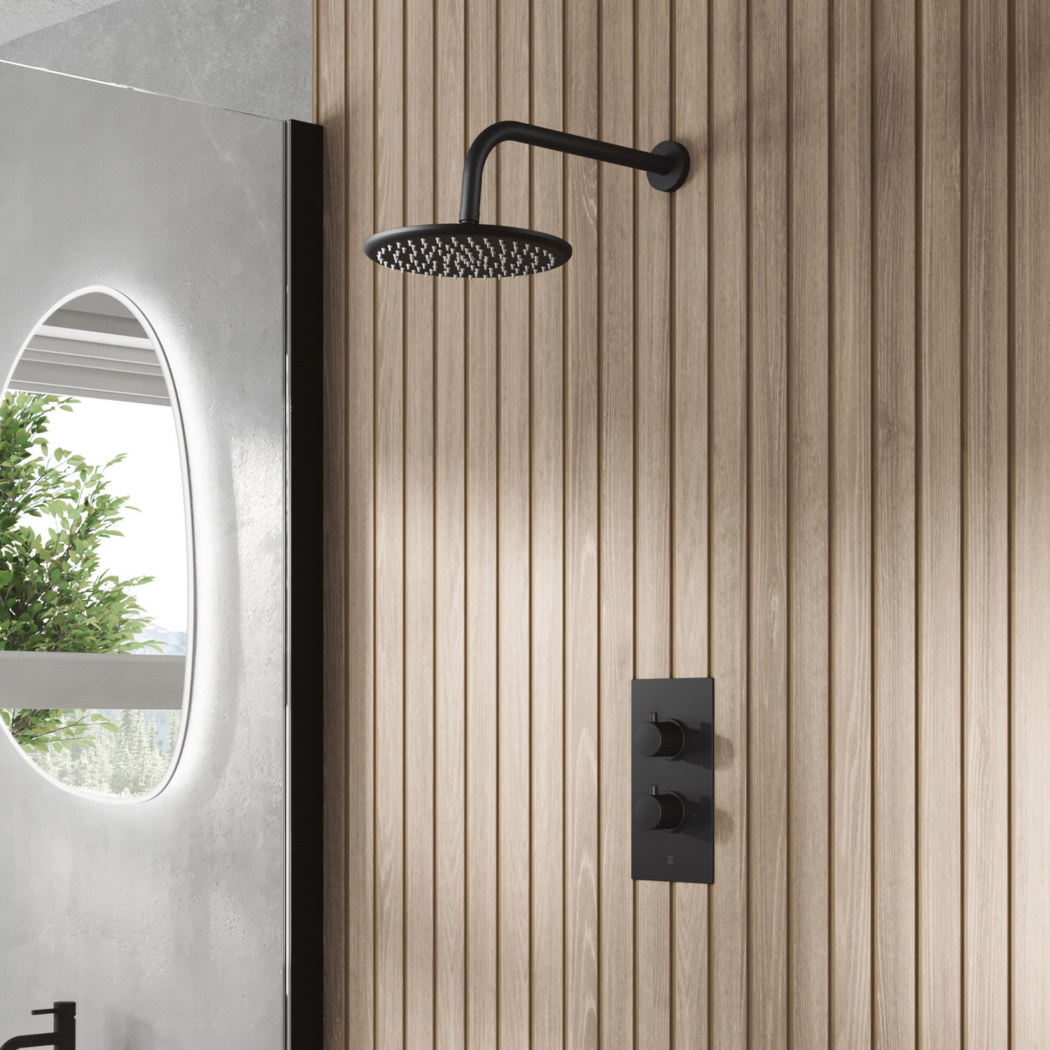 Core 1 Outlet Concealed Shower Valve & Wall Mounted Fixed Shower Head ...