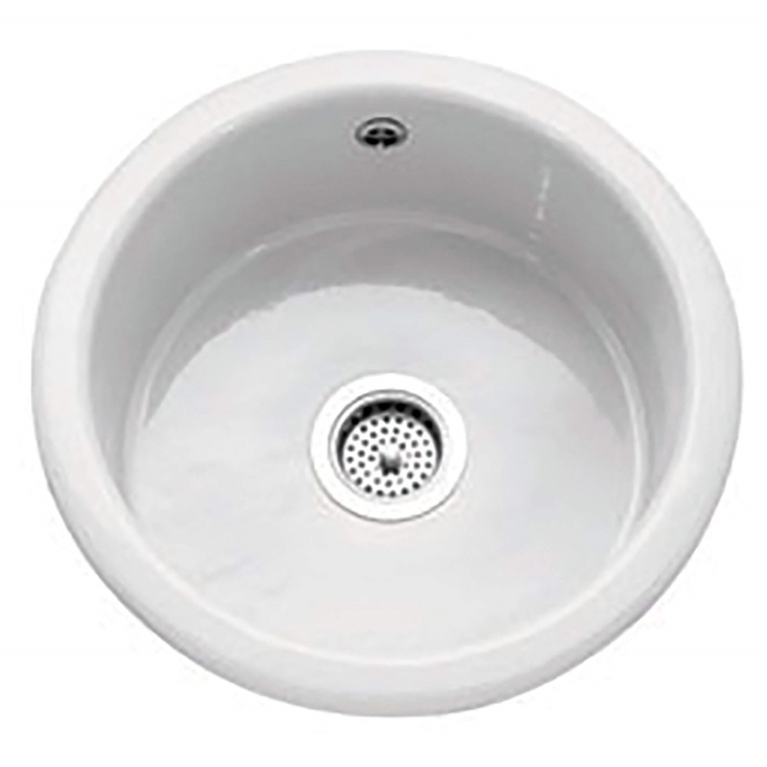 Caple Warwickshire Single Bowl Inset or Undermount White Ceramic Round ...