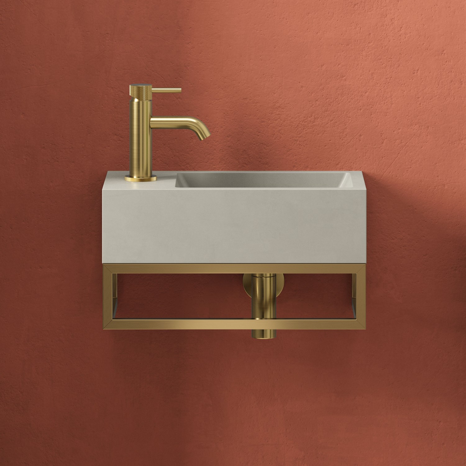 Harbour Concrete 400mm Cloakroom Wall Hung Concrete Grey Basin & Frame ...