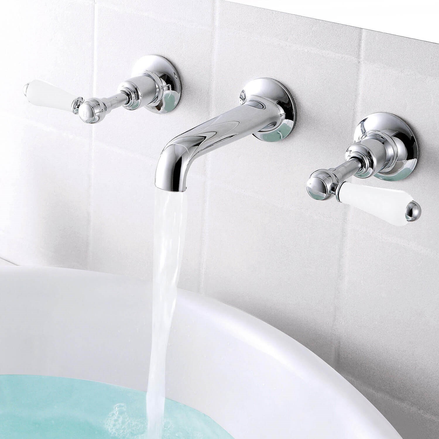 Butler & Rose Caledonia Lever 3 Hole Wall Mounted Basin Mixer | Tap ...