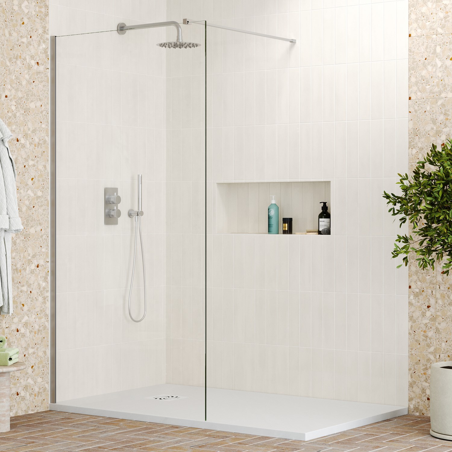 Harbour i8 Brushed Nickel Easy Clean 8mm Walk In Shower Panel | Tap ...