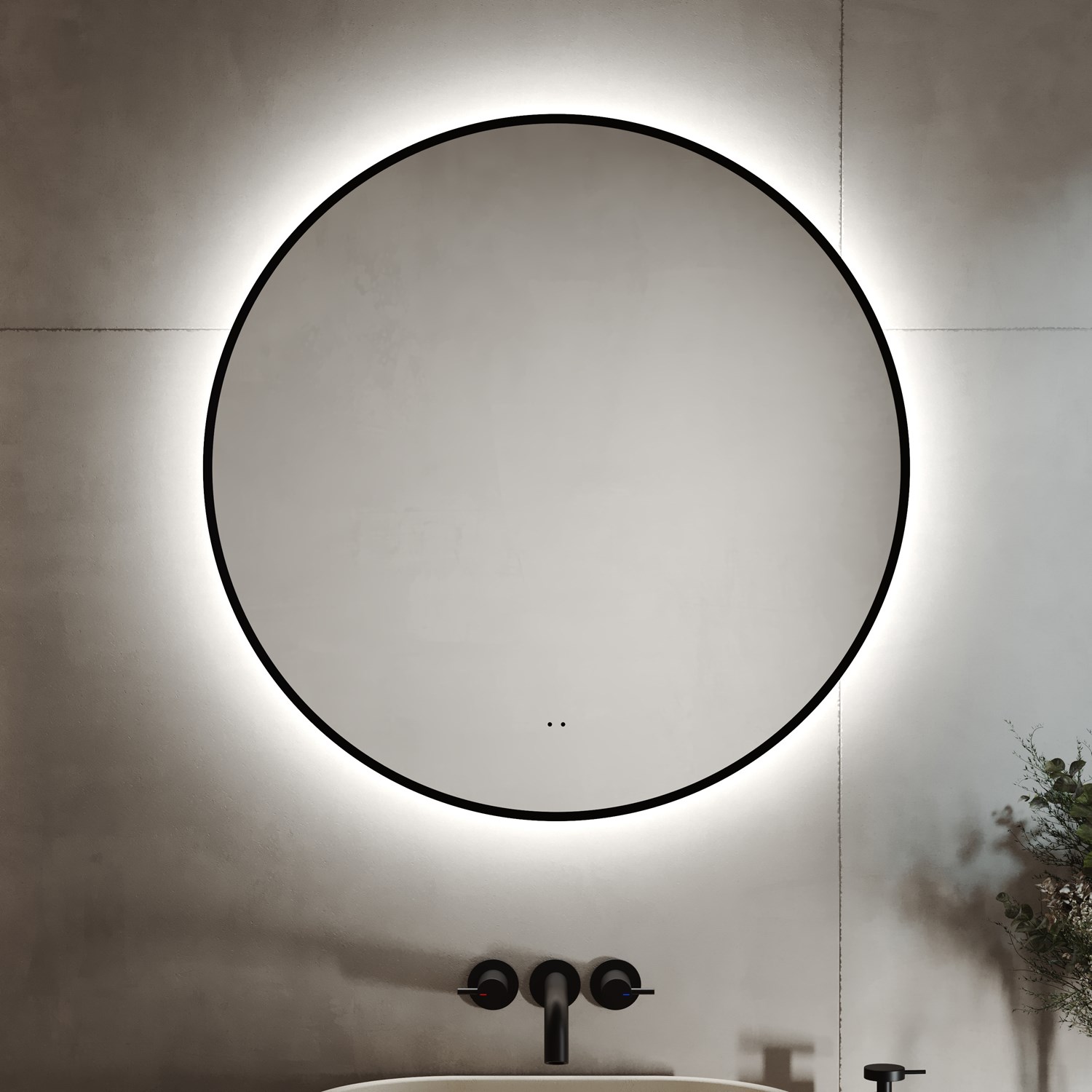 Marcos LED Illuminated Round Framed Mirror with Demister Pad & Colour ...