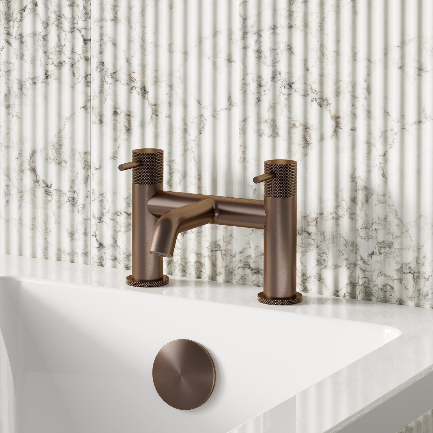 Harbour Clarity Knurled Deck Mounted Bath Mixer Tap | Tap Warehouse