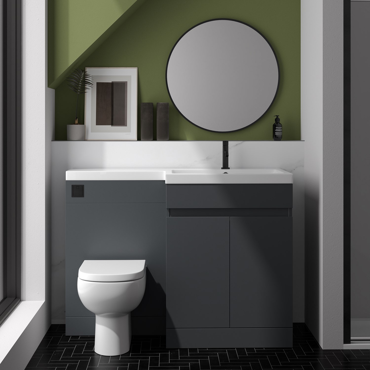 Dylan 1100mm Combination Basin & Toilet Unit - Anthracite | Tap Warehouse