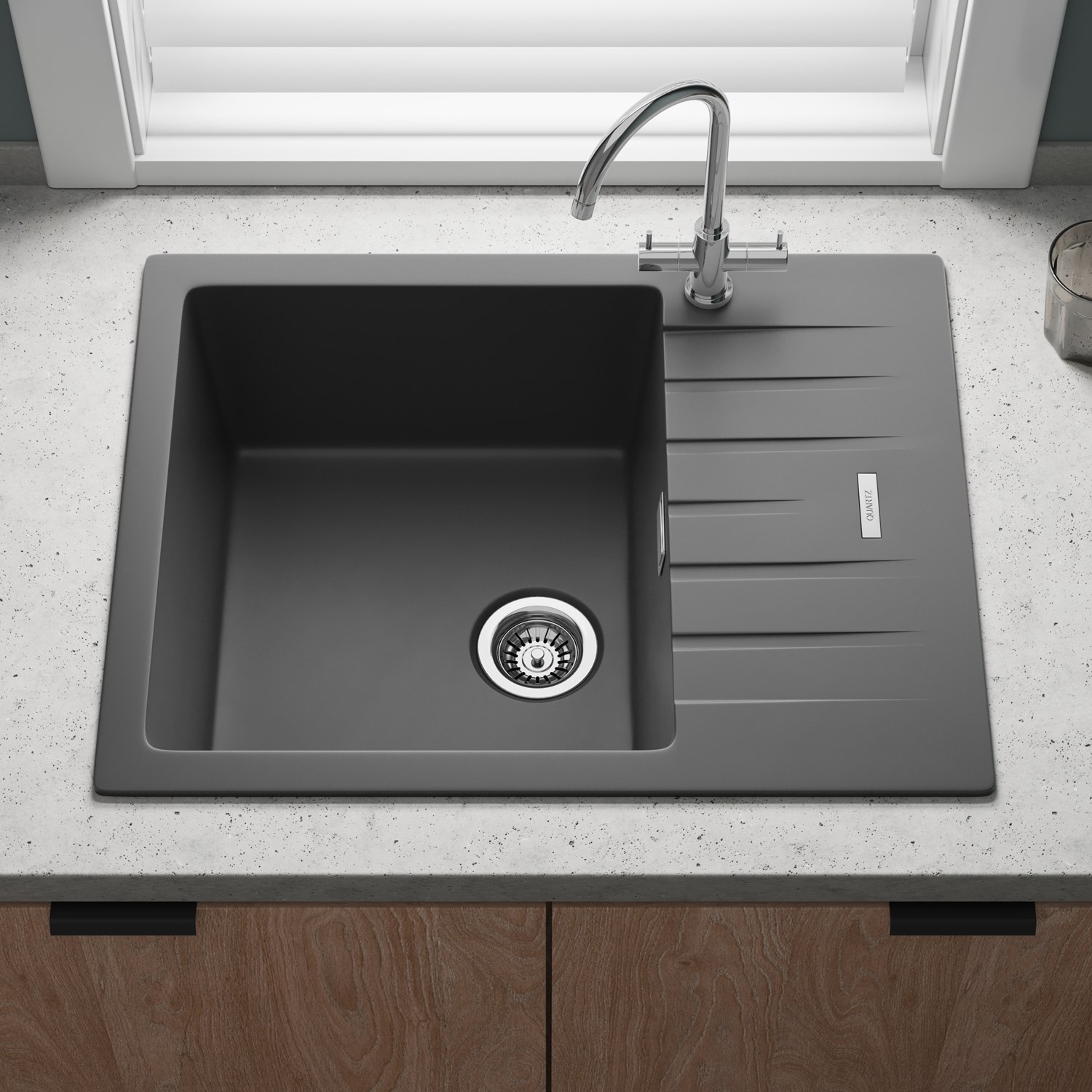Vellamo Horizon 1 Bowl Granite Composite Inset Kitchen Sink & Waste ...