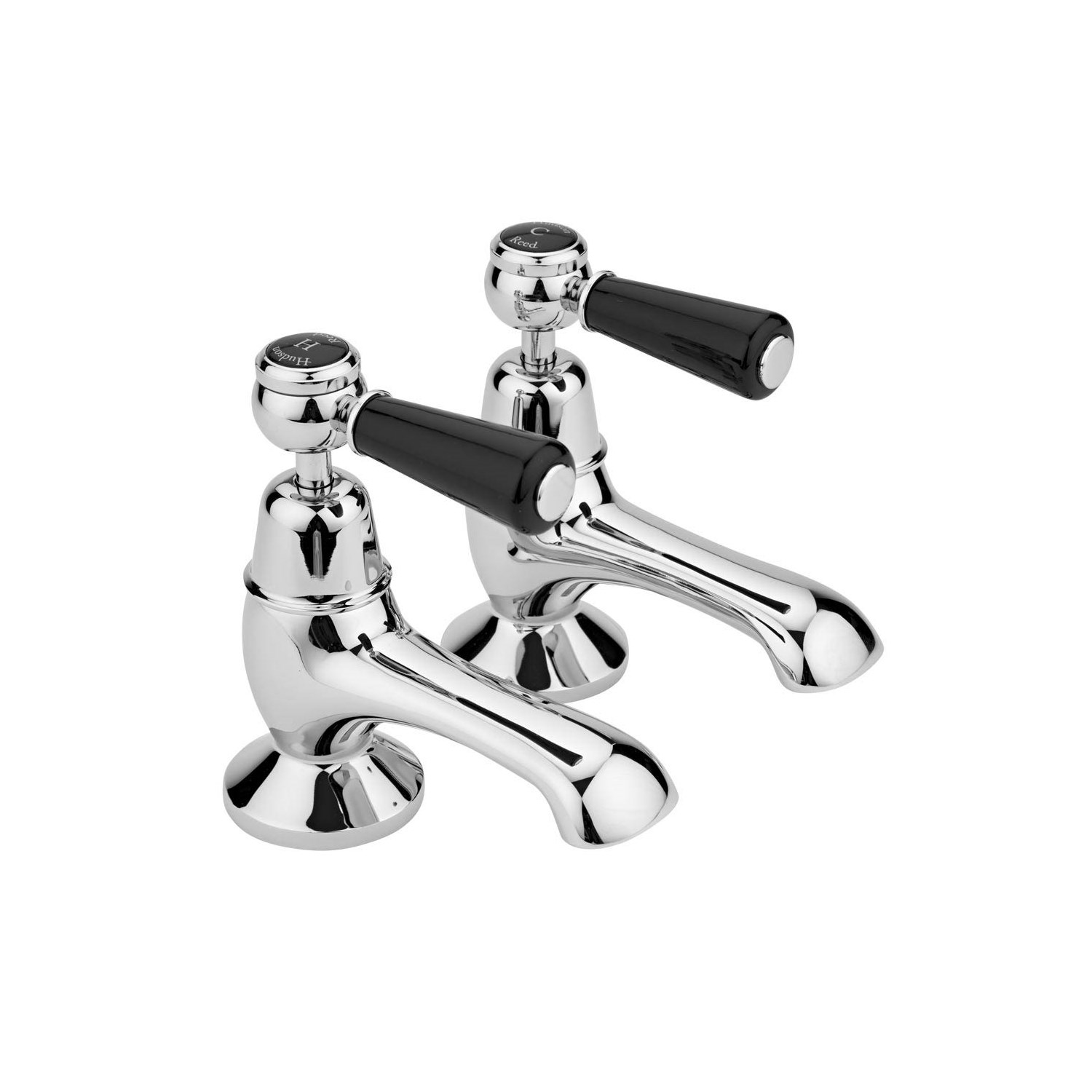 Hudson Reed Black Topaz Lever Bath Taps With Dome Collars - Chrome ...