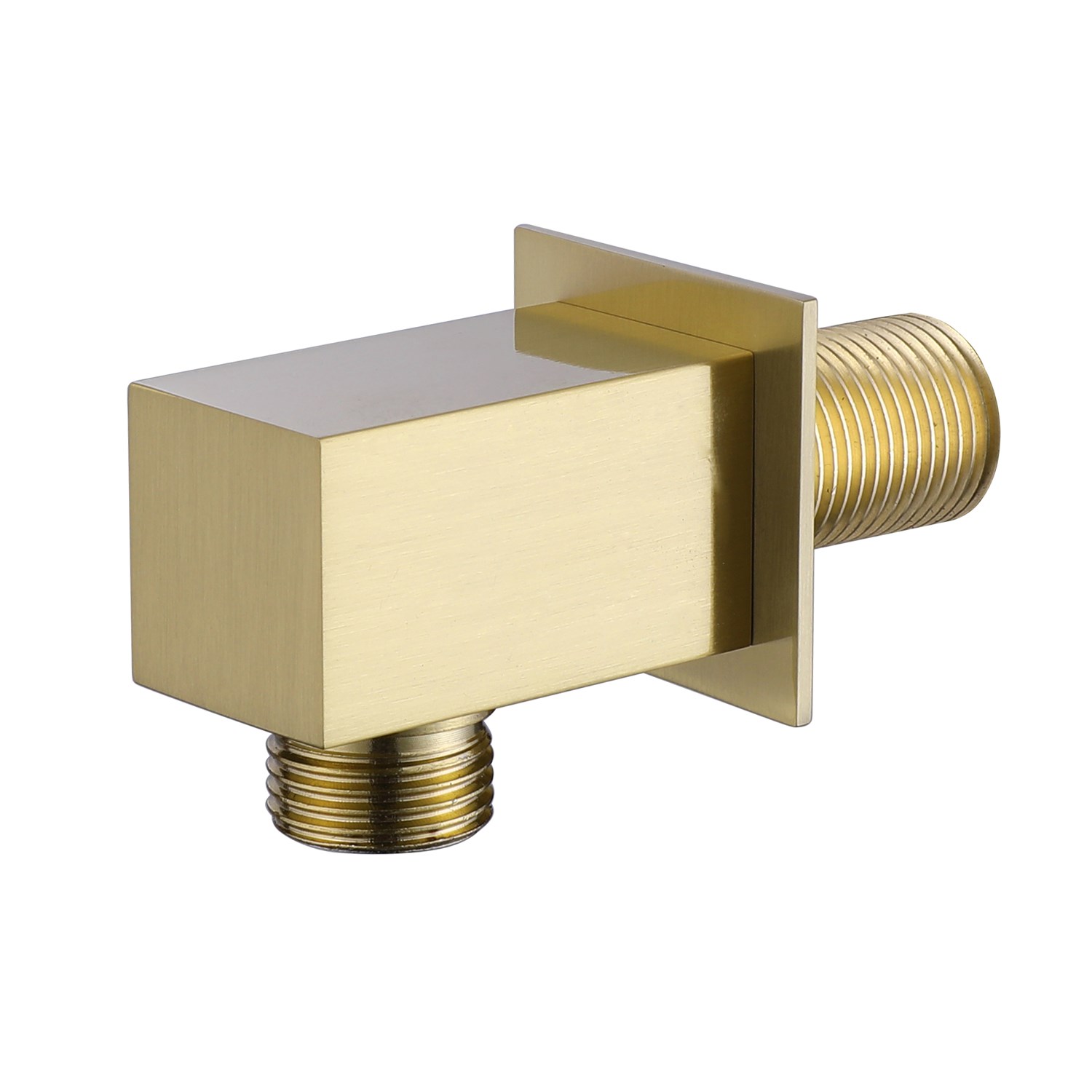 Harbour Status Square Brushed Brass Wall Outlet & Elbow | Tap Warehouse