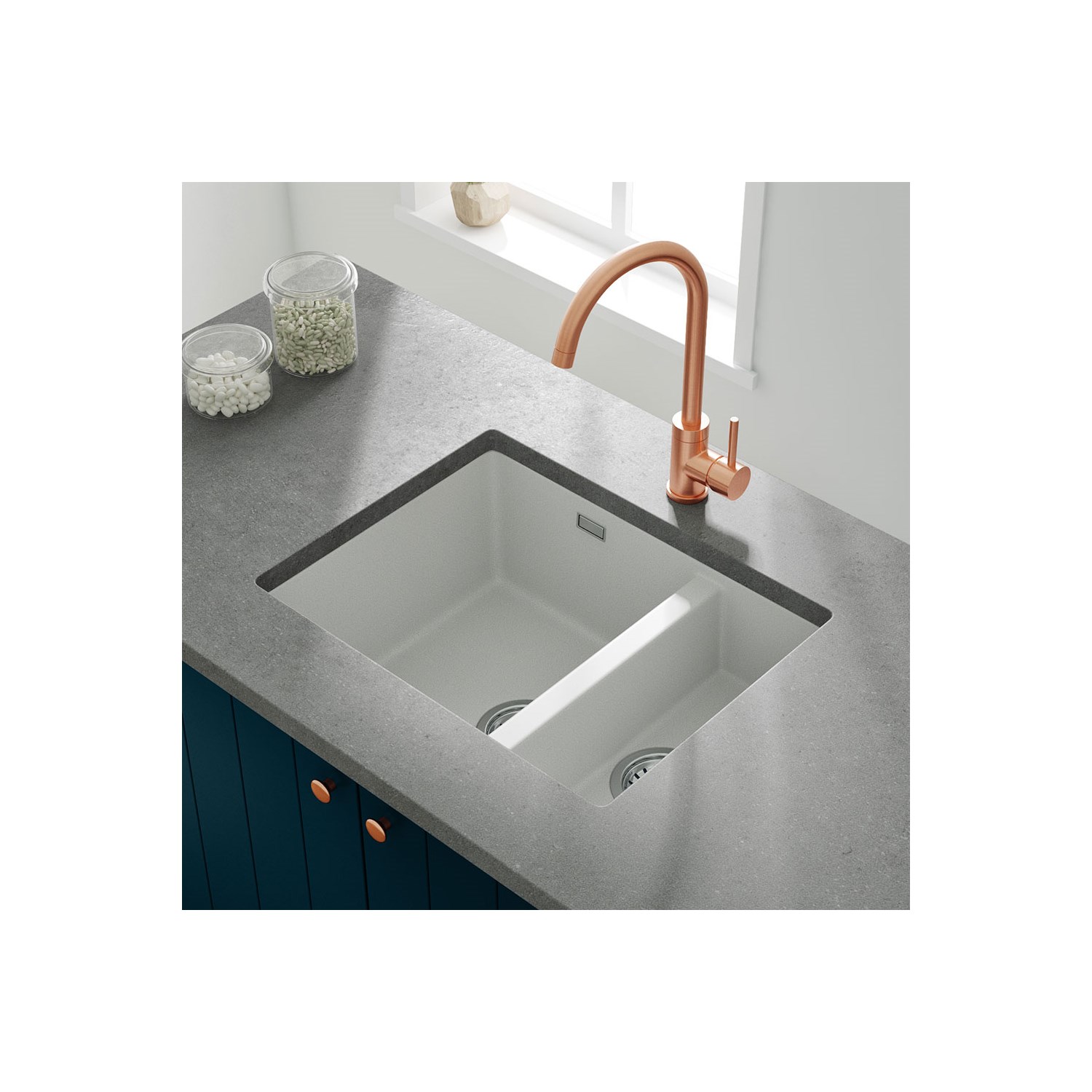 Vellamo Terra 1.5 Bowl Granite Composite Inset/Undermount Kitchen Sink ...